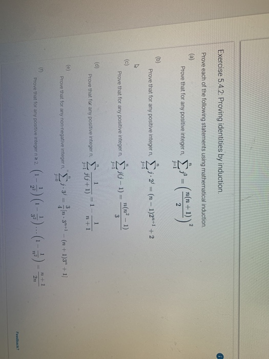 Solved Exercise 5.4.2: Proving identities by induction. | Chegg.com