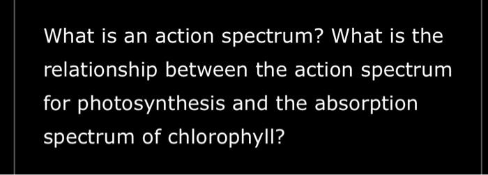 Solved What is an action spectrum? What is the relationship | Chegg.com