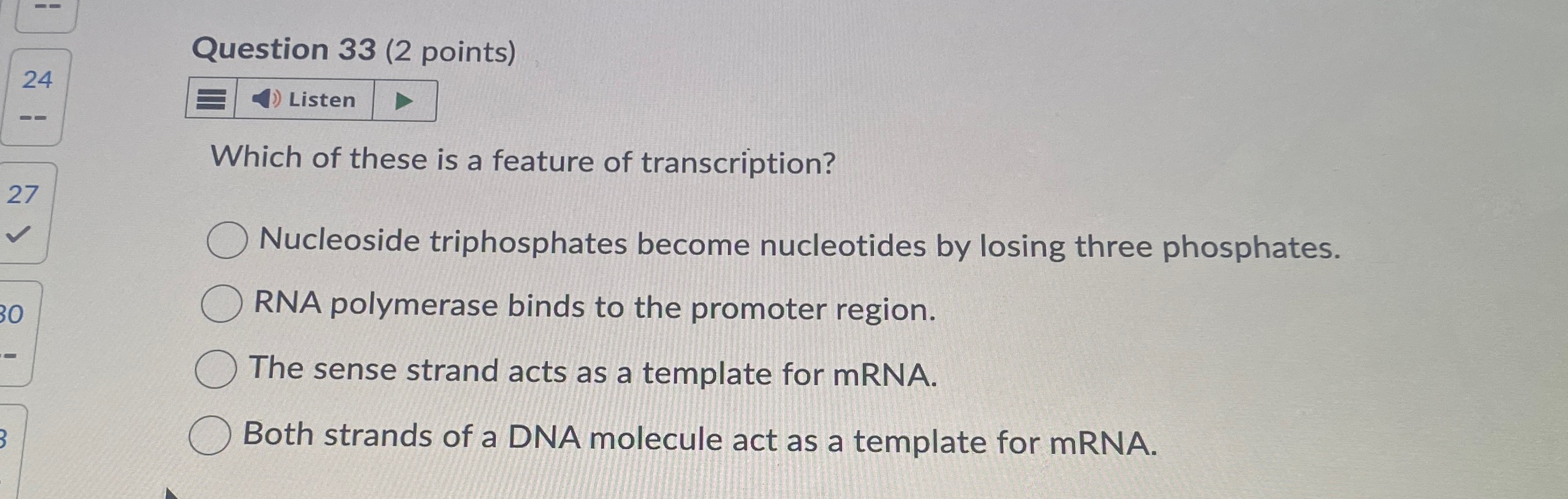 Solved Question 33 (2 ﻿points)ListenWhich of these is a | Chegg.com