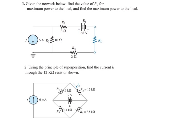 Solved 1. Given the network below, find the value of R, for | Chegg.com