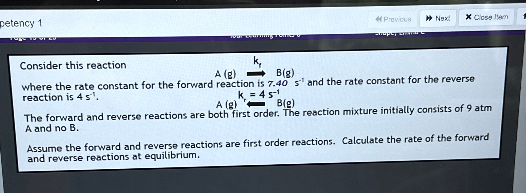Solved petency 1NextClose ItemConsider this | Chegg.com