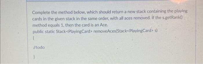 Solved Complete the method below, which should return a new | Chegg.com