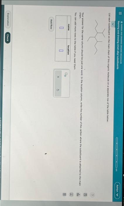 Solved List each substituent on the main chain of this | Chegg.com