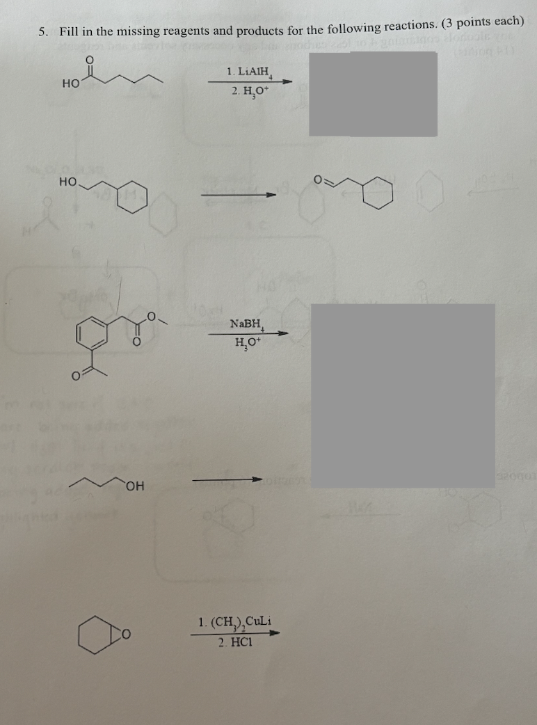 Fill in ﻿the missing reagents and products for the | Chegg.com