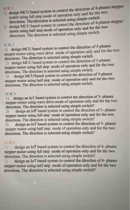 Solved 1) design MCU based system to control the direction | Chegg.com
