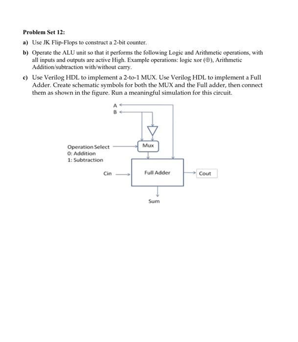 Solved Problem Set 12: a) Use JK Flip-Flops to construct a | Chegg.com