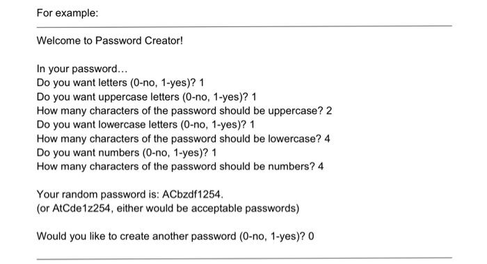 Solved Part I-Password Generator (3 pts) Design Design is | Chegg.com