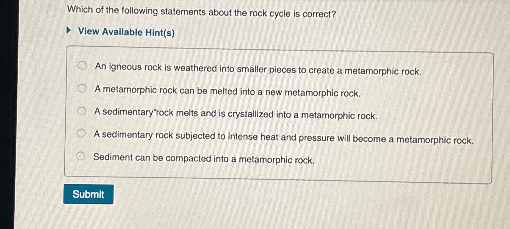 Solved Which of the following statements about the rock | Chegg.com