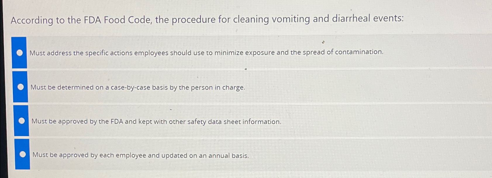 Solved According to the FDA Food Code, the procedure for | Chegg.com