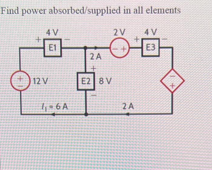Solved Find power absorbed/supplied in all elementsFind the | Chegg.com Solved Find power absorbed/supplied in all elementsFind the | Chegg.com