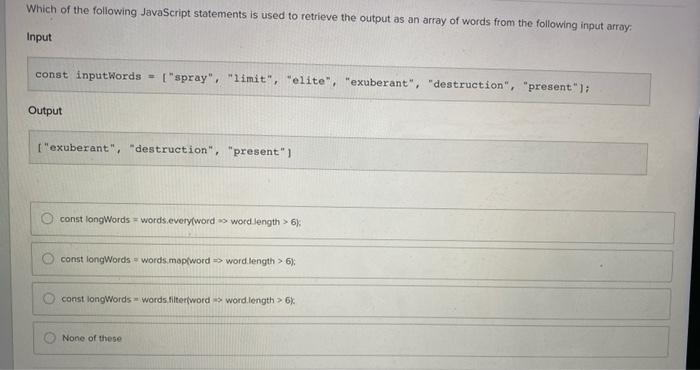 Solved Javascript Which Of The Following JavaScript State
