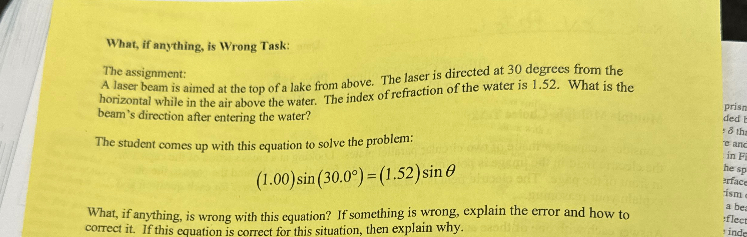 Solved What, if anything, is Wrong Task:The assignment:A | Chegg.com