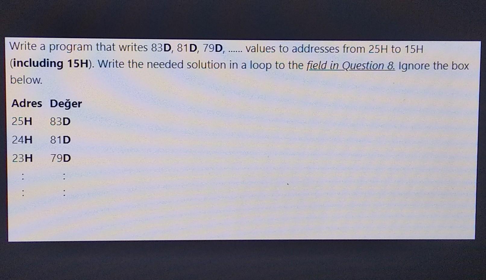 Solved Write a program that writes 83D,81D,79D,….. values to | Chegg.com