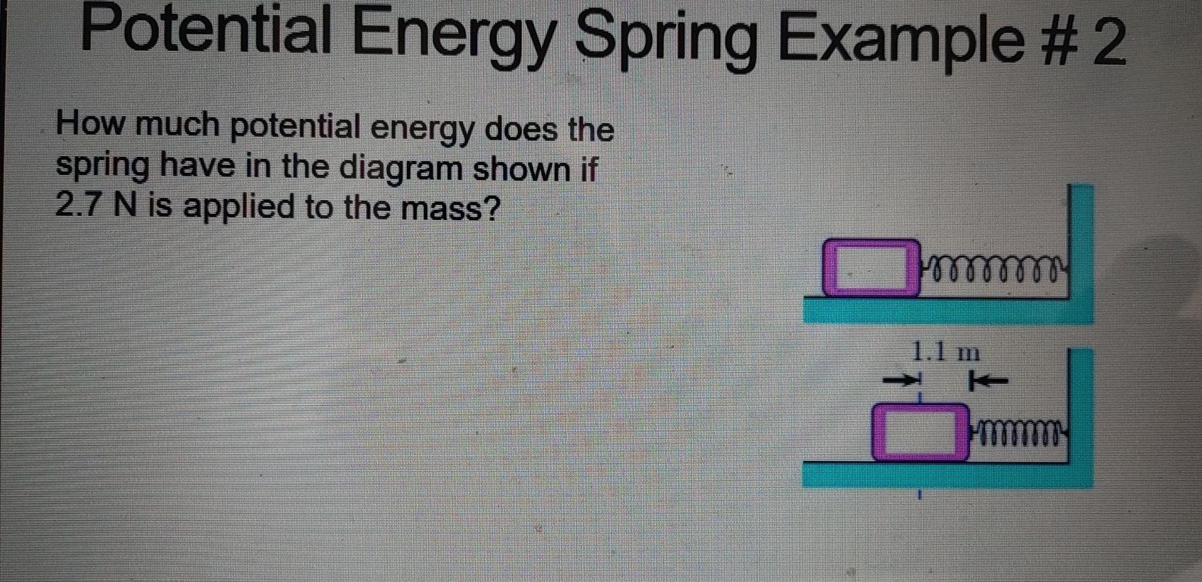 Solved Potential Energy Spring Example #2 How much potential | Chegg.com