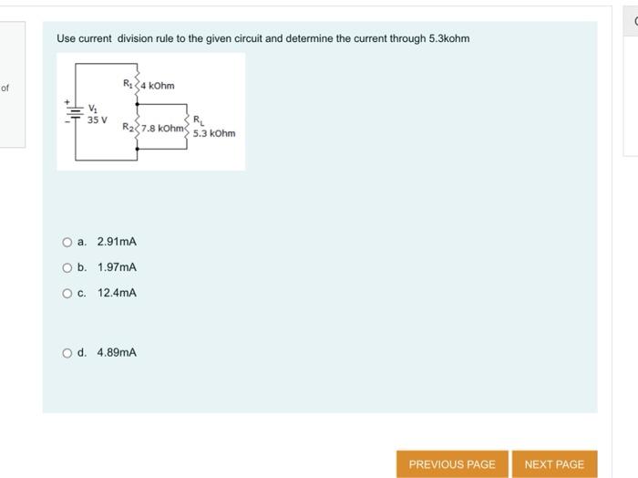 Solved Use current division rule to the given circuit and | Chegg.com