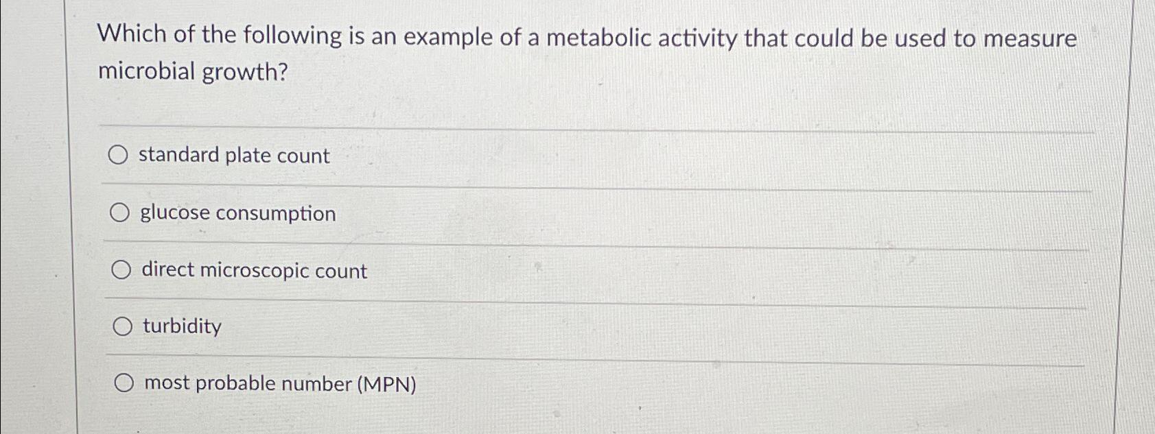 Solved Which of the following is an example of a metabolic | Chegg.com