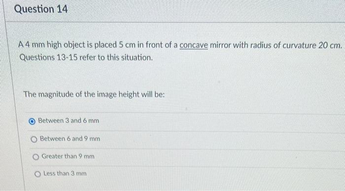 Solved A 4 mm high object is placed 5 cm in front of a | Chegg.com