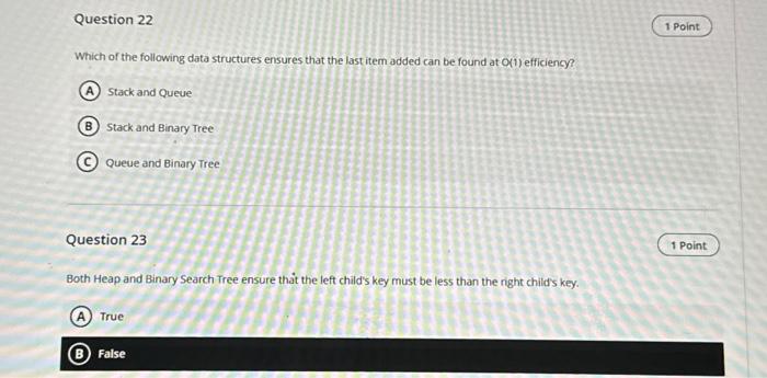 Solved Which of the following data structures ensures that | Chegg.com