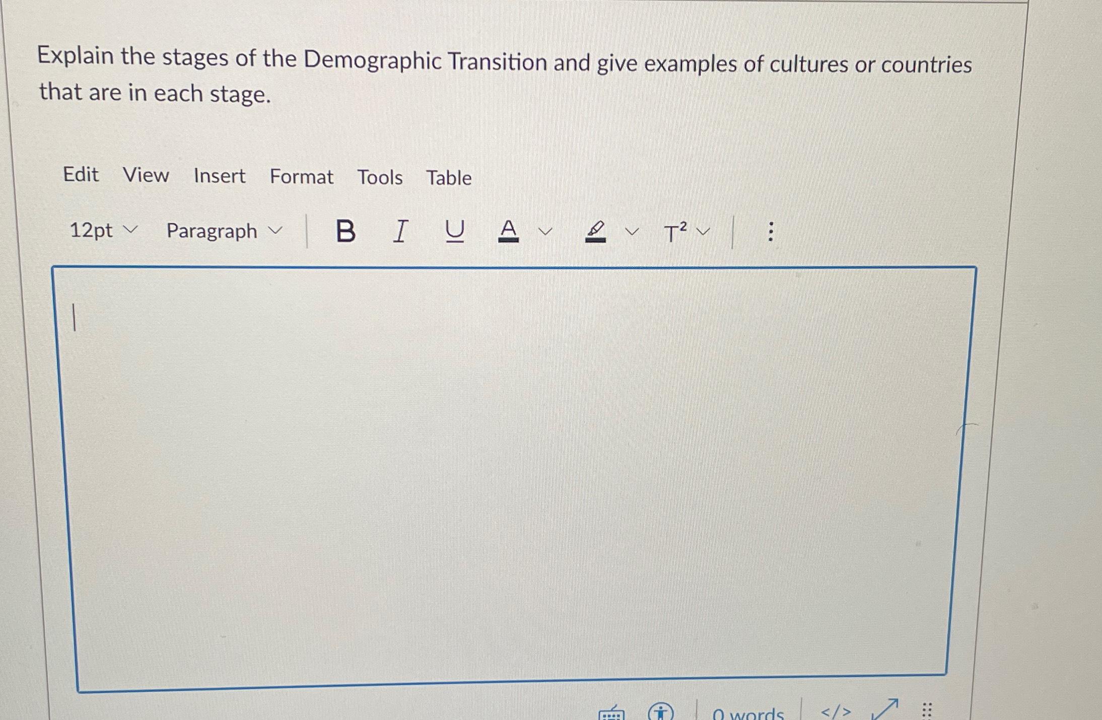 Solved Explain the stages of the Demographic Transition and | Chegg.com