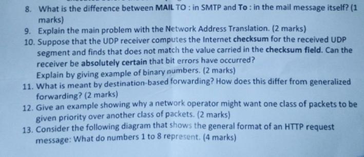 Solved 8. What is the difference between MAlL TO : in SMTP | Chegg.com