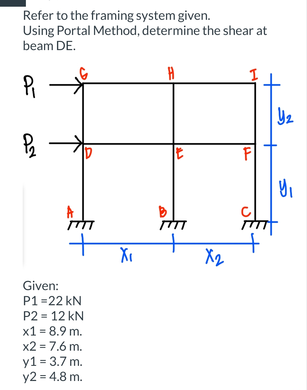 Solved Refer to the framing system given.Using Portal | Chegg.com