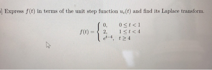 Solved 5) Express f(t) in terms of the unit step function | Chegg.com