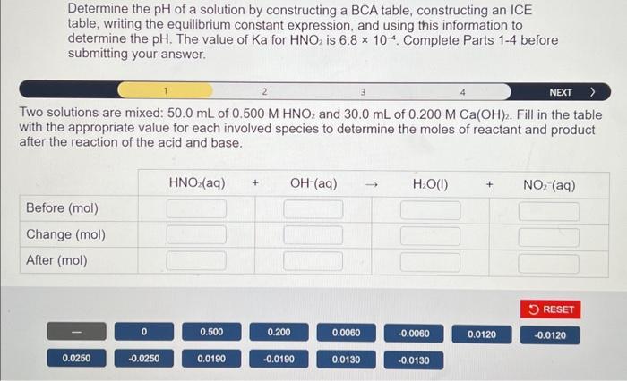 Solved Determine the pH of a solution by constructing a BCA | Chegg.com