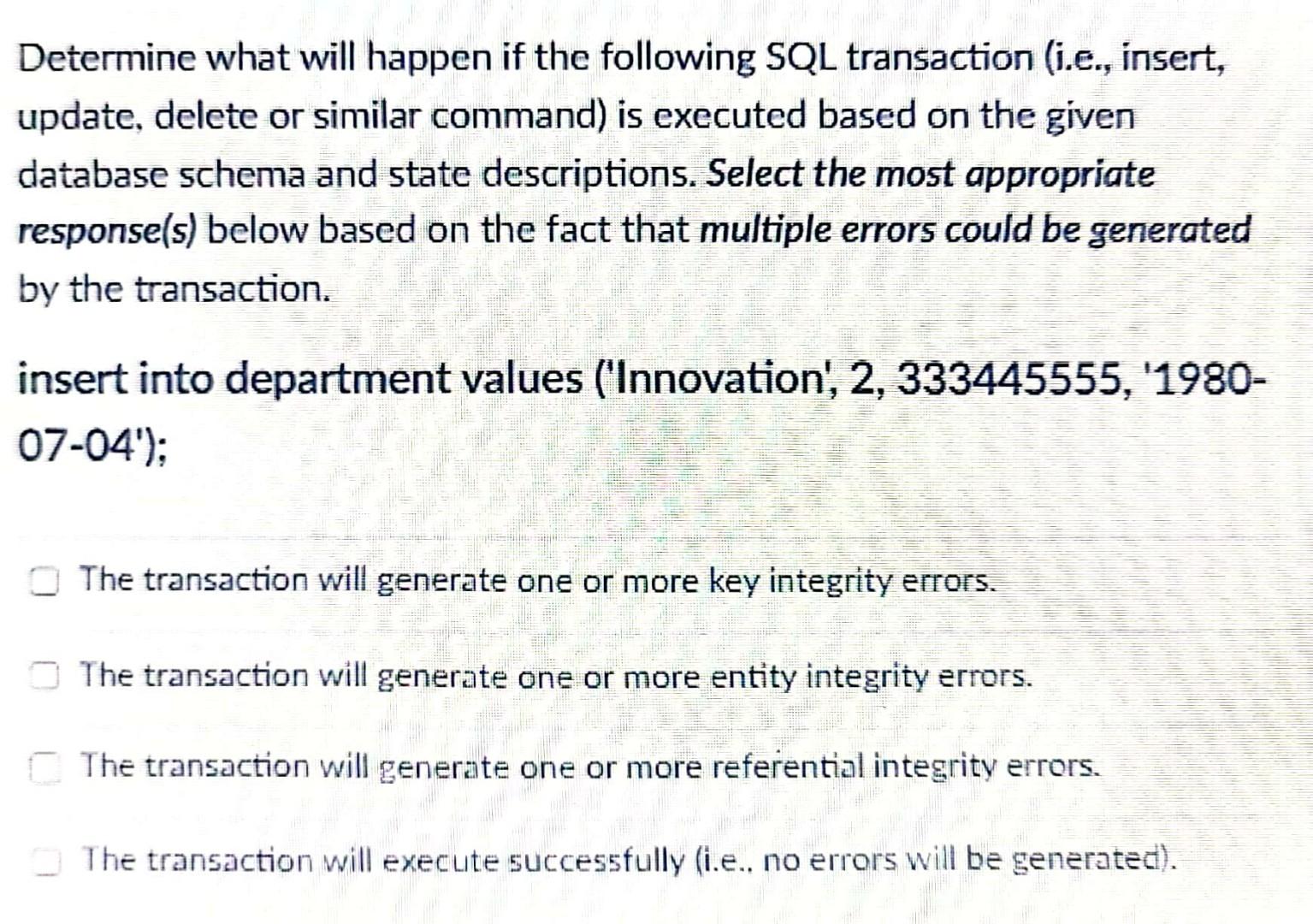 Solved department table - Primary key: dnumber attribute | Chegg.com