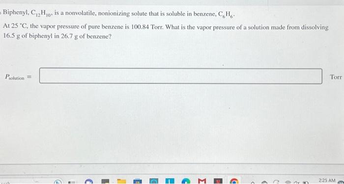 Solved Biphenyl, C12H10, is a nonvolatile, nonionizing | Chegg.com