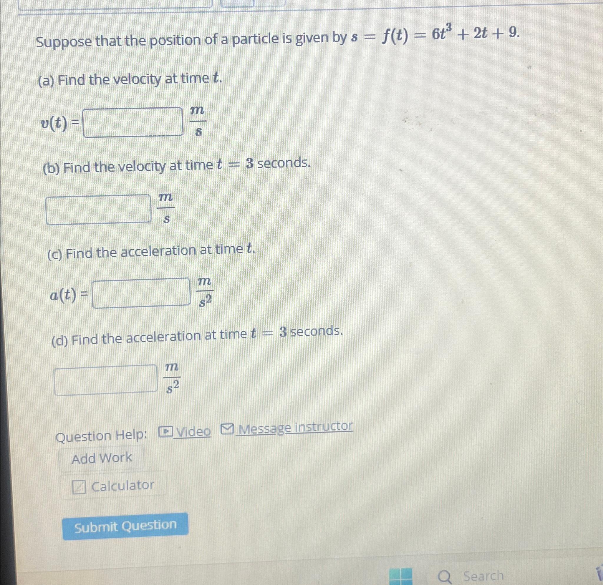 Solved Suppose that the position of a particle is given by | Chegg.com