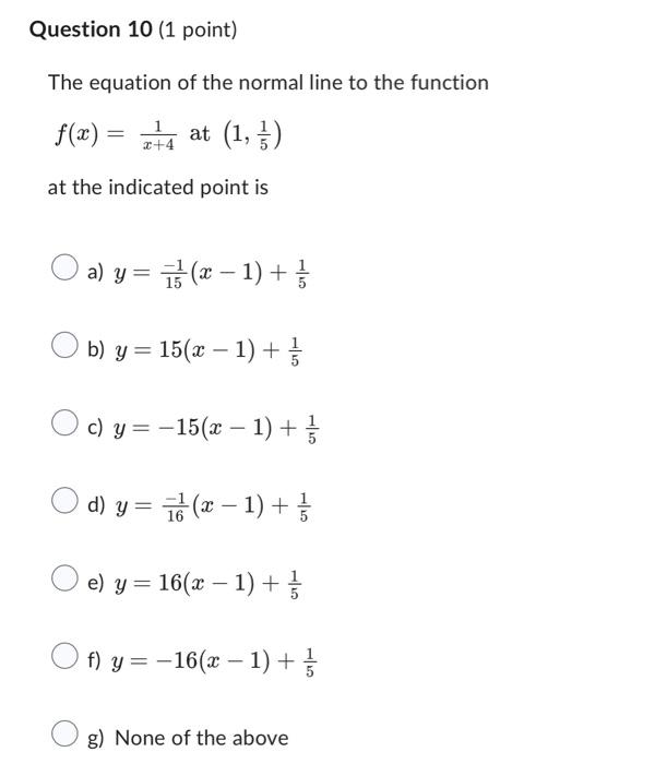 Solved The equation of the normal line to the function | Chegg.com