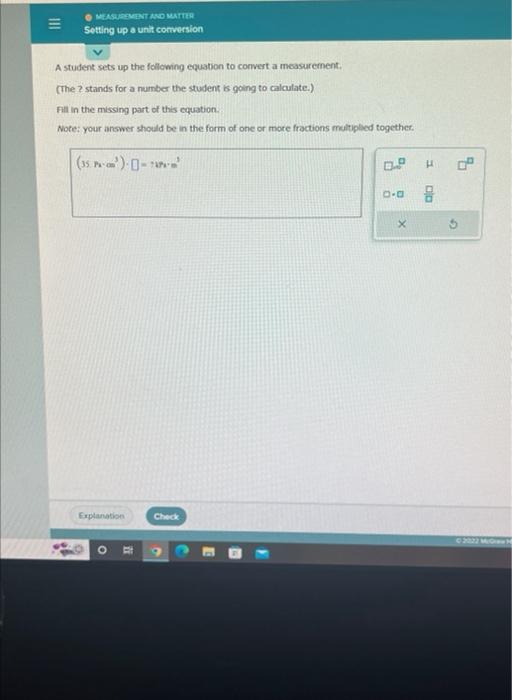 Solved A student sets up the following equation to convert a | Chegg.com