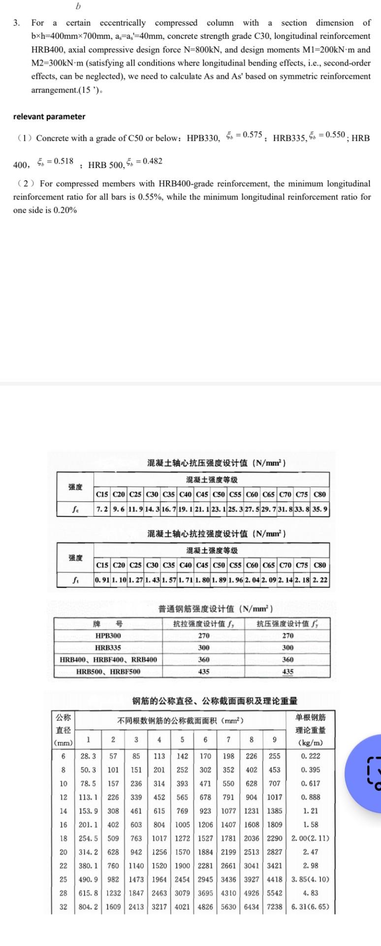 Solved For a certain eccentrically compressed column with a | Chegg.com