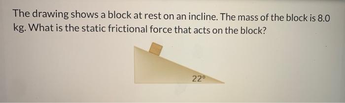 Solved The drawing shows a block at rest on an incline. The | Chegg.com