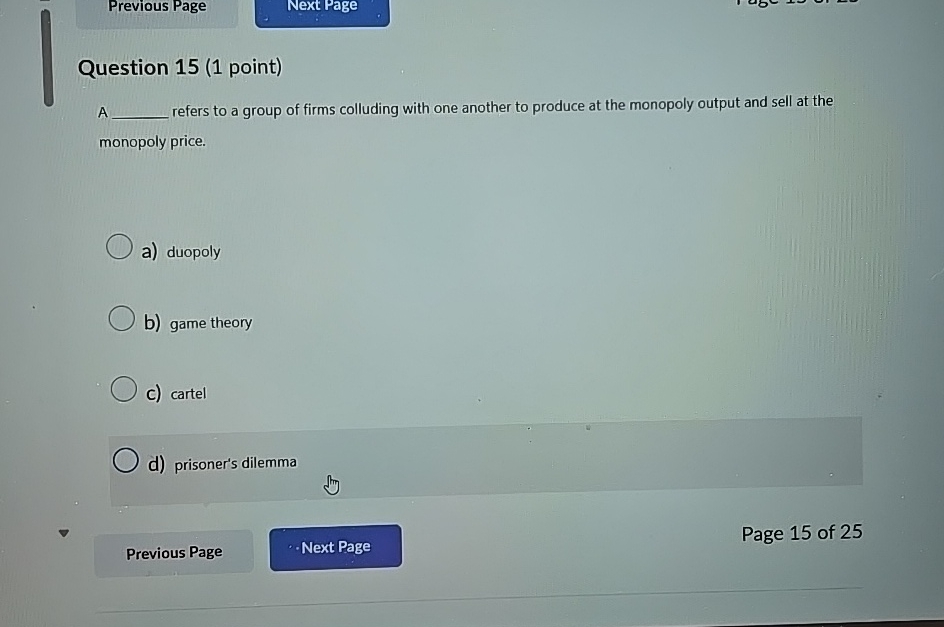 Solved Next PageQuestion 15 (1 ﻿point)A ﻿refers to a group | Chegg.com