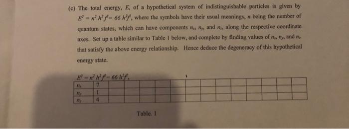 Solved (c) The total energy, E, of a hypothetical system of | Chegg.com