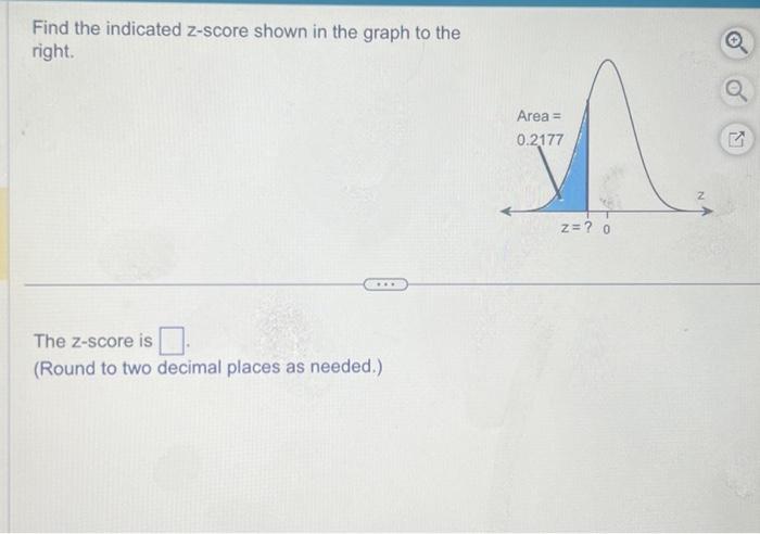 Solved Use the standard normal table to find the z-score | Chegg.com