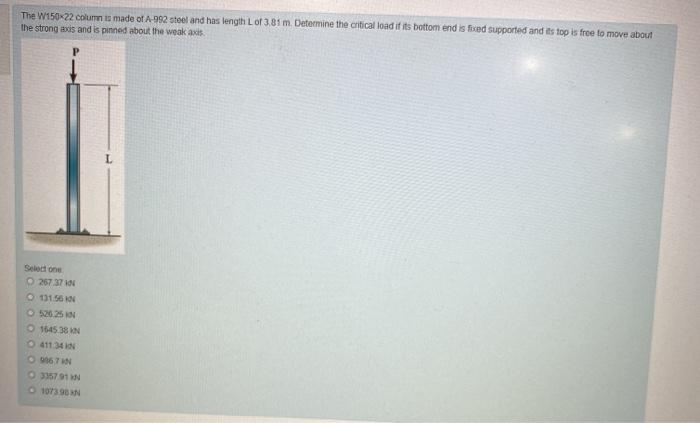 The W150x22 column is made of A992 steel and has | Chegg.com