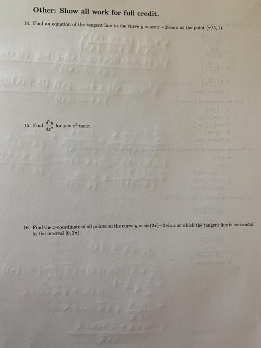 Solved 2. 1 - see 5. Differentiate y = tan secz(1 - sec ) | Chegg.com