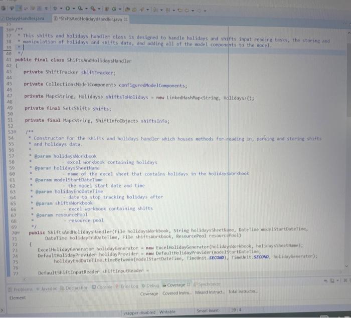 Solved - This shifts and holidays handler class is designed | Chegg.com
