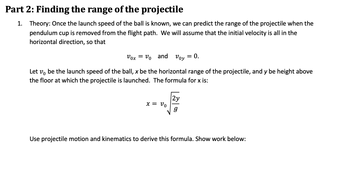 Solved Theory: Once the launch speed of the ball is known, | Chegg.com