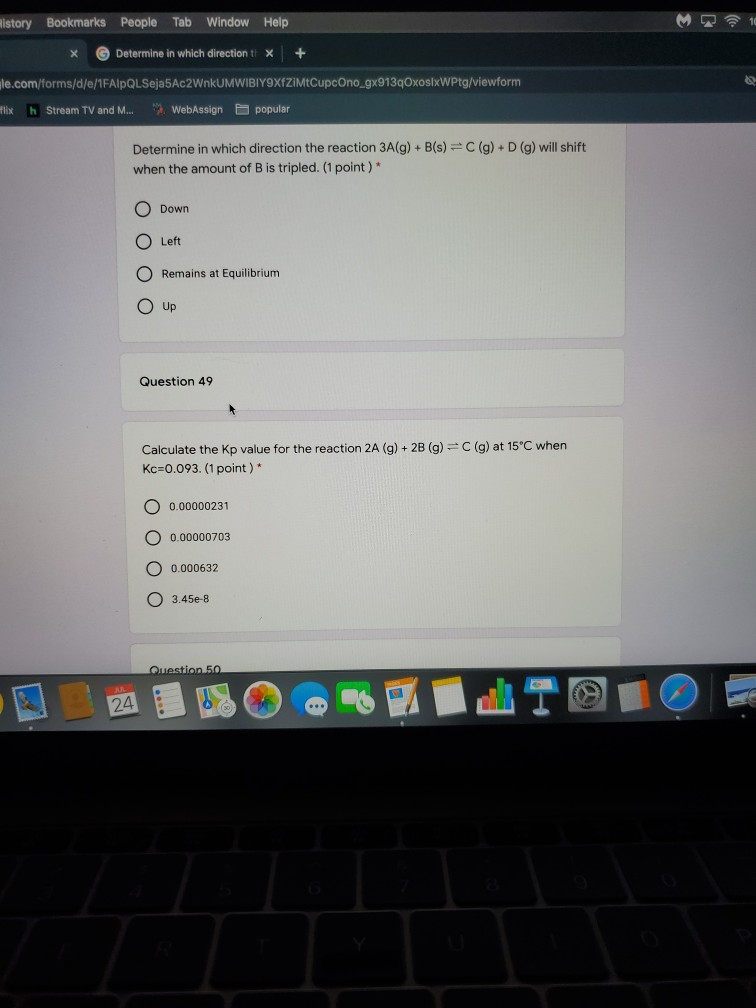 Solved Determine in which direction the reaction 3A(g) | Chegg.com