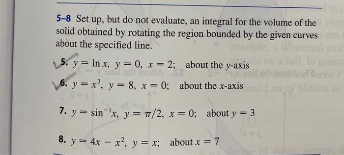 Solved 5-8 Set up, but do not evaluate, an integral for the | Chegg.com