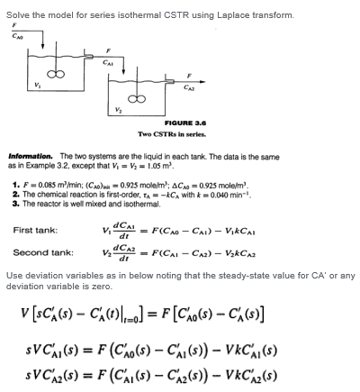 Solved Solve the model for series isothermal CSTR using | Chegg.com