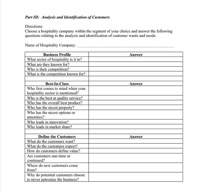 Solved Part III: Analysis and Identification of Customers | Chegg.com