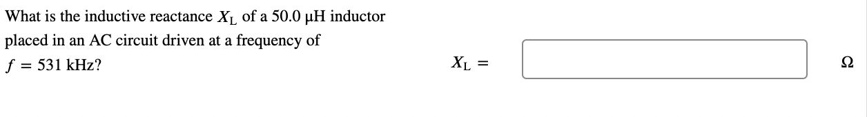 Solved What is the inductive reactance x_(L) ﻿of a 50.0\mu H | Chegg.com