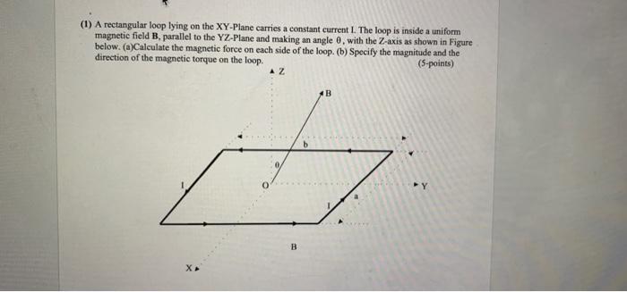 Solved (1) A rectangular loop lying on the XY-Plane carries | Chegg.com