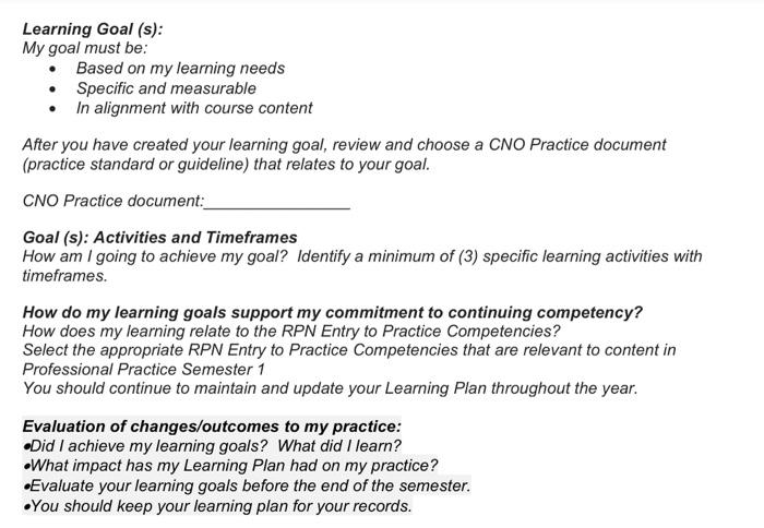 Solved Learning Goal (s): My goal must be: - Based on my | Chegg.com