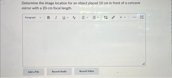 Solved Determine the image location for an object placed 10 | Chegg.com