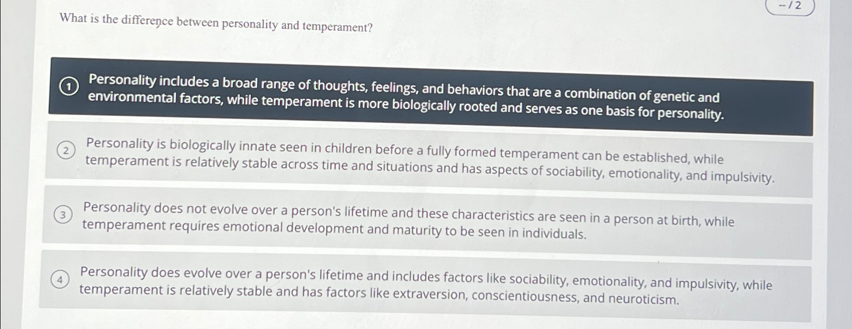 Solved What is the difference between personality and | Chegg.com